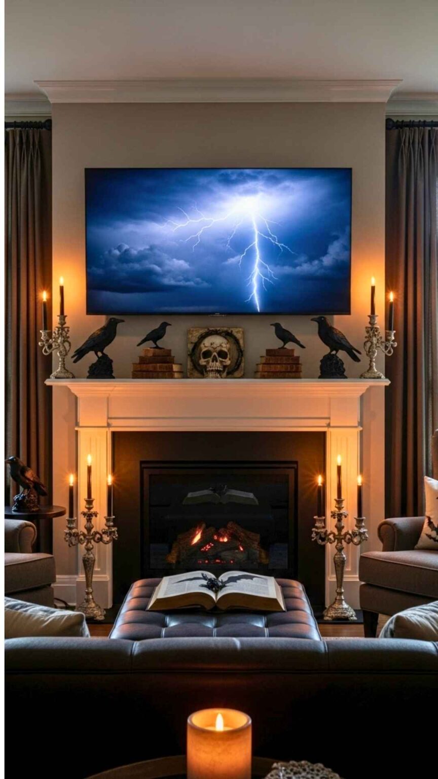 15 Halloween Fireplace Decor Ideas with a TV That Will Cast a Spell on ...